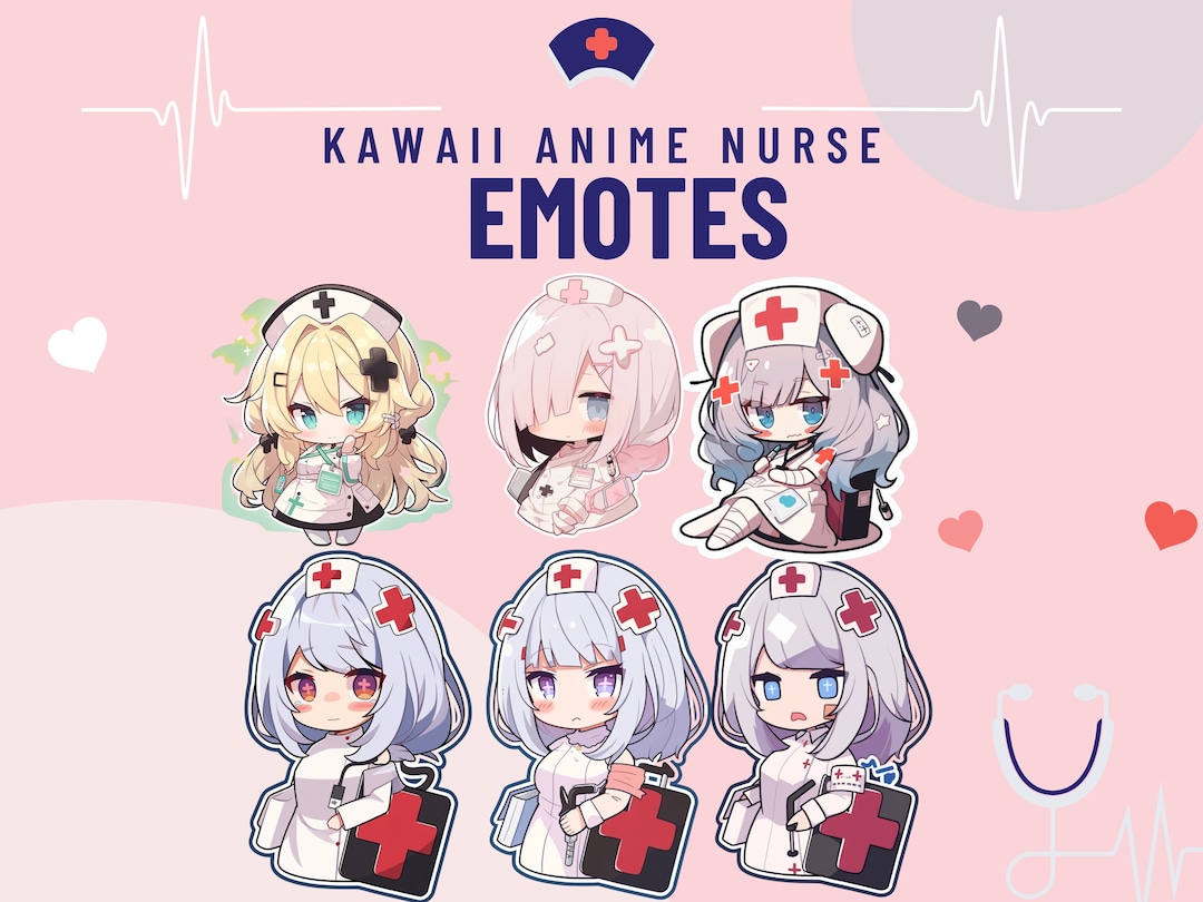 Cute Kawaii Anime Nurse Emotes Twitch, Discord, Streamer, Emoji, Stream ...