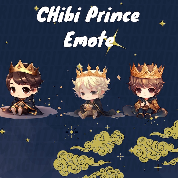 Chibi Prince Emote, Kingdom Emote, Chibi Boy Emote, Crown Emote, Twitch ...