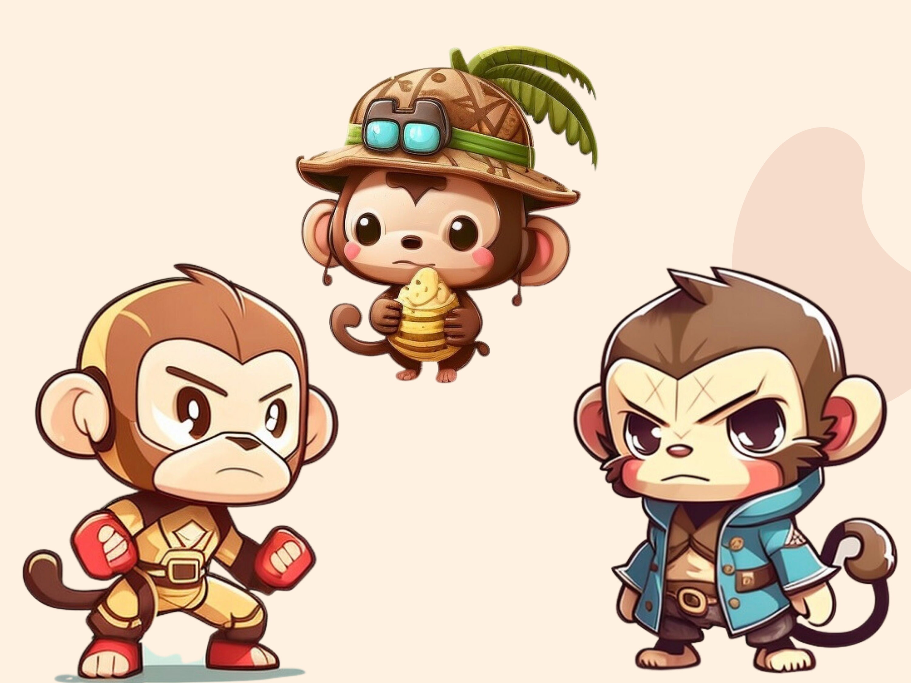 Cute Chibi Monkey Emote Collection Twitch, Discord, Channel Points ...