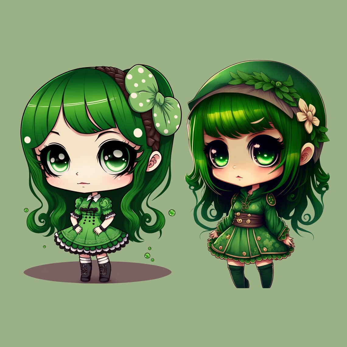 Chibi Green Girl Emotes Twitch, Discord, Channel Point, Streamer, Emoji ...