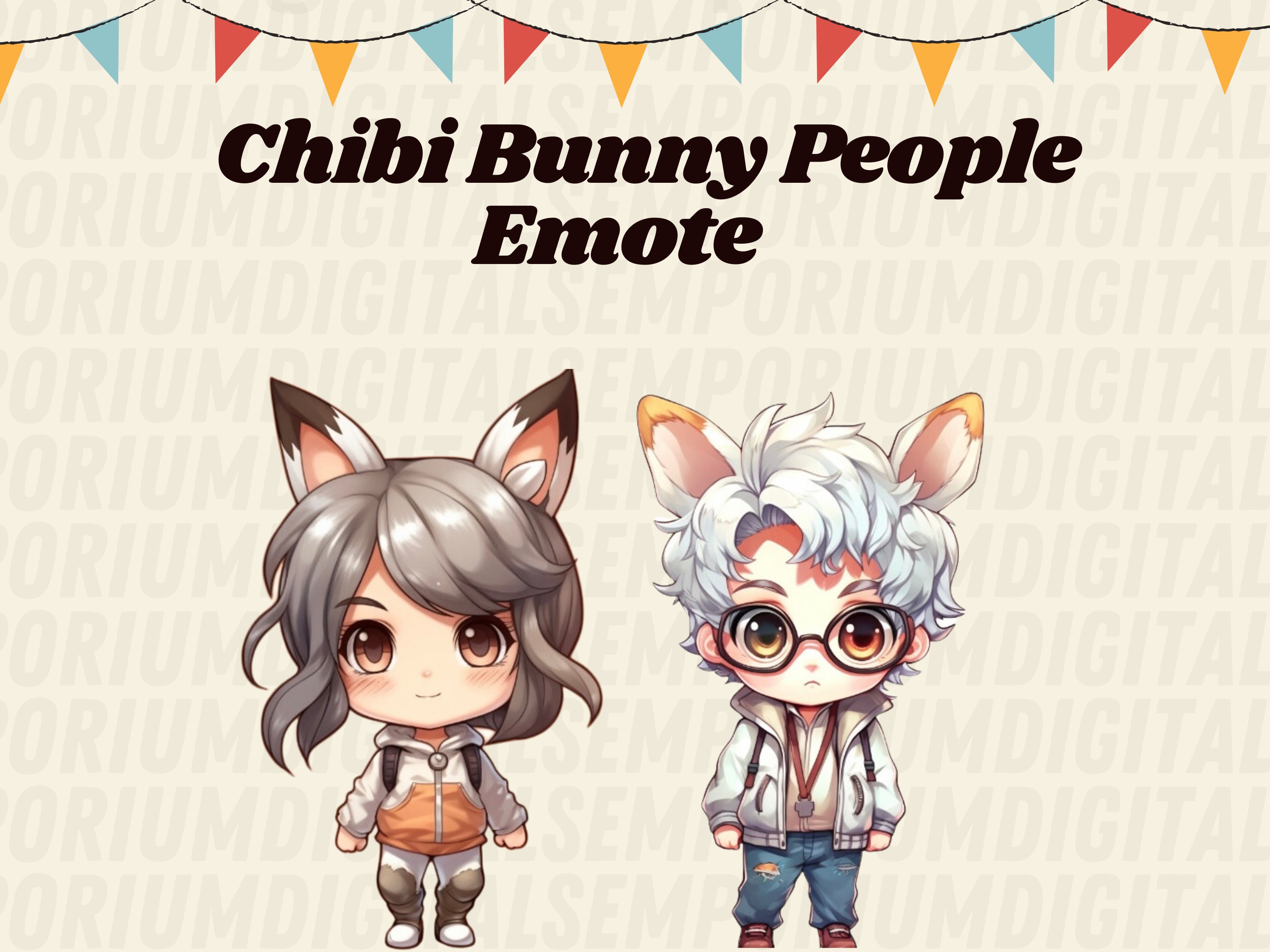 Chibi Bunny People Emote, Demi Human Emote, Chibi Boy Emote, Chibi Girl ...