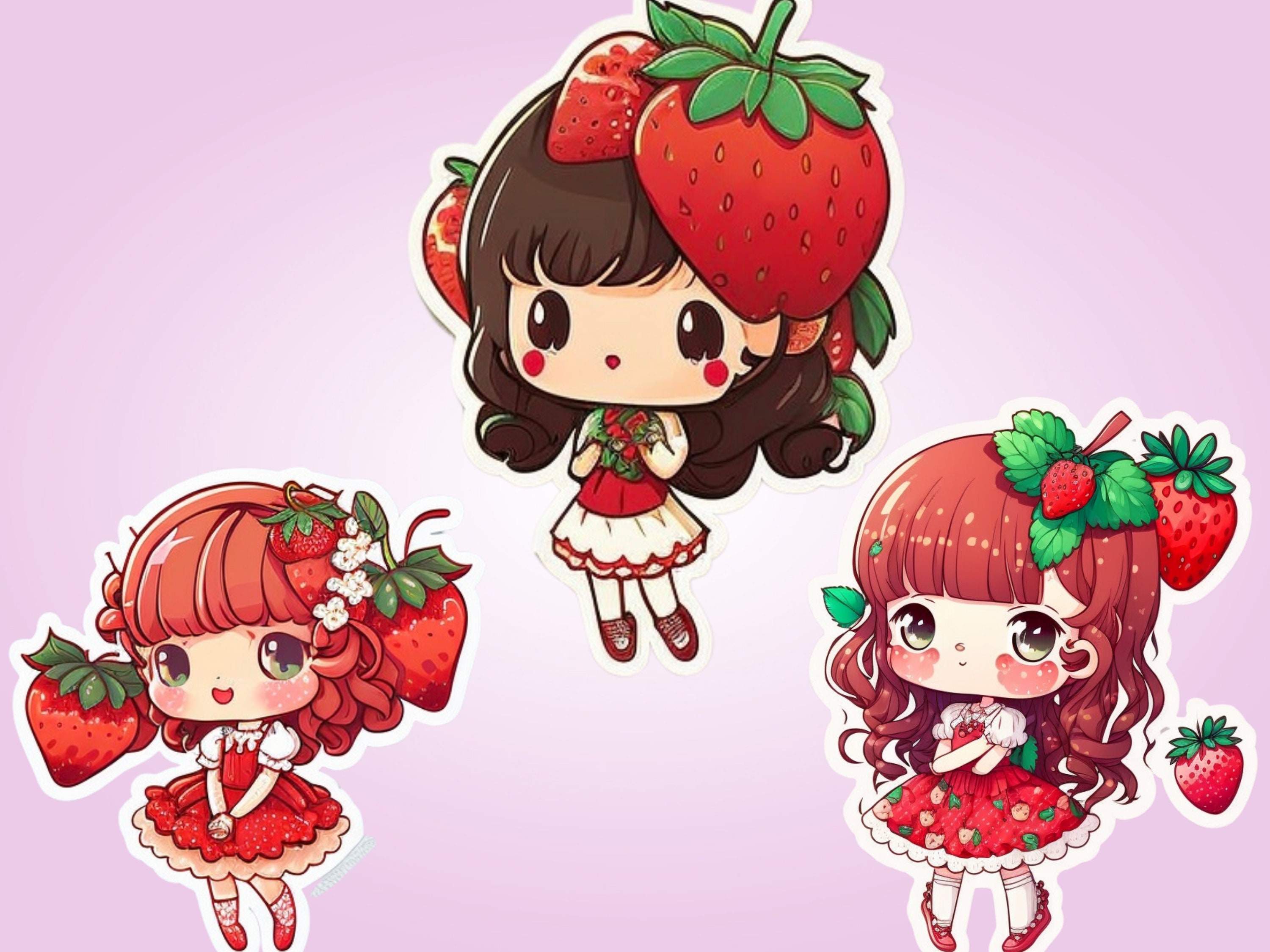 Cute Strawberry Girl Emote Collection Twitch, Discord, Channel Points ...