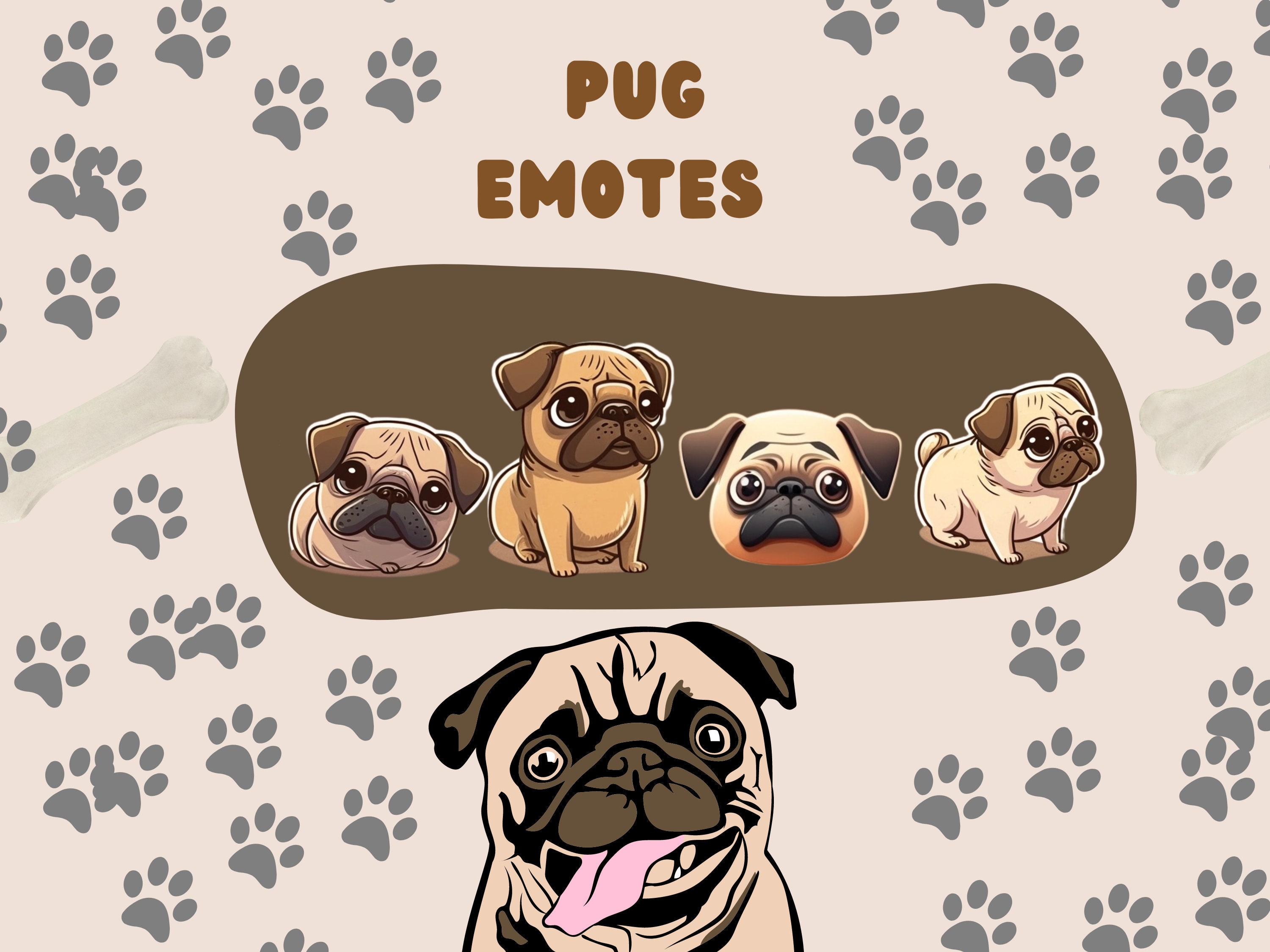 Cute Pug Twitch Emotes Twitch & Discord | Channel Points | Streamer ...