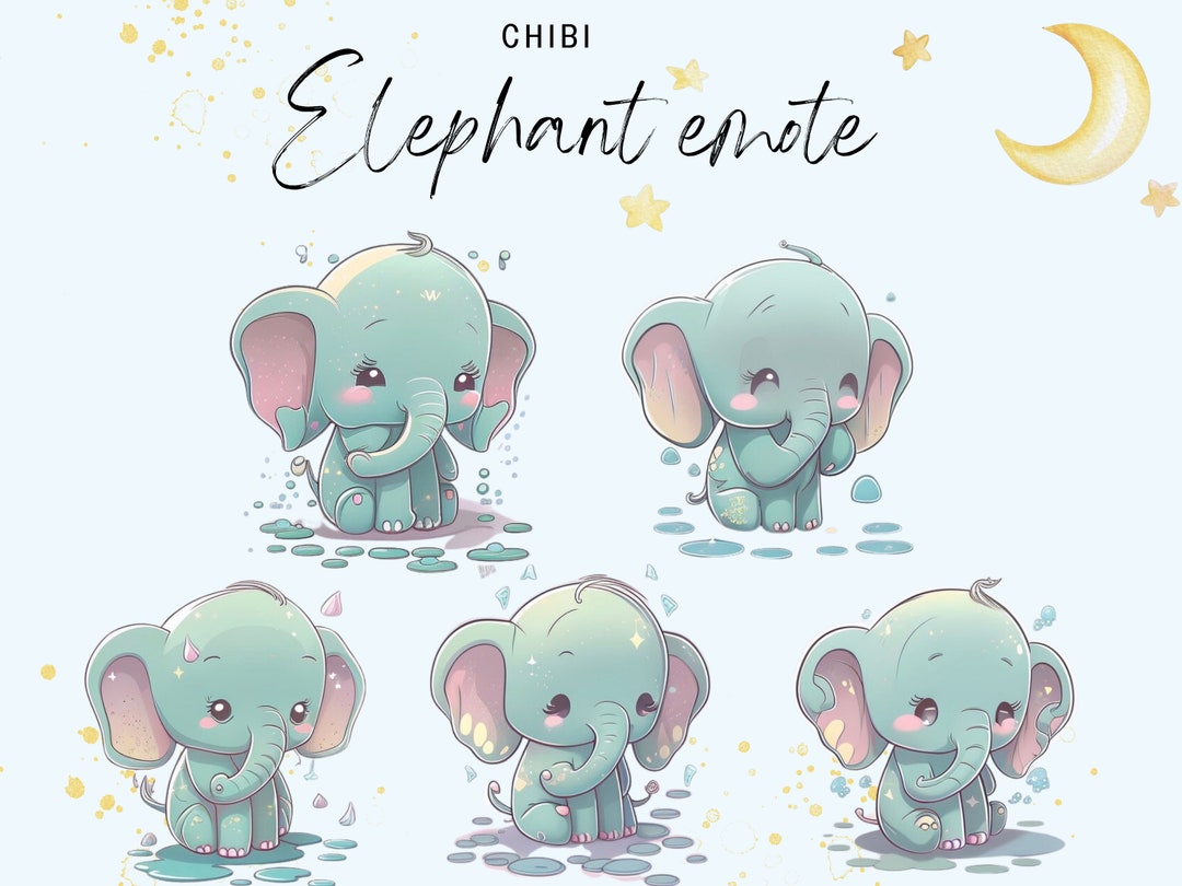 Cute Chibi Baby Elephant Emote Collection Twitch & Discord, Streamer ...