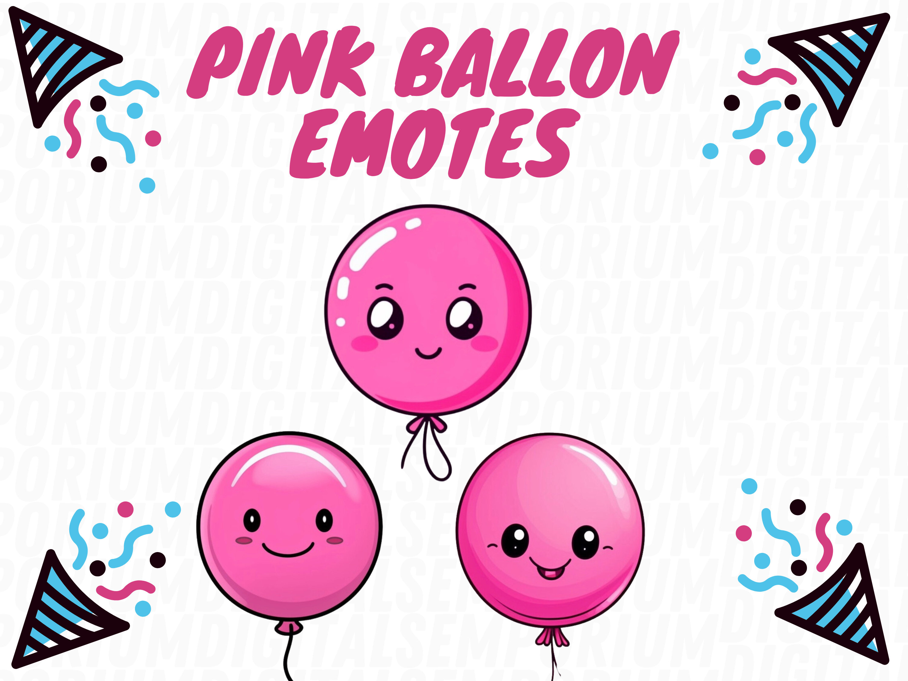 Cute Pink Balloon Emote, Happy Birthday Emote, Smiling Balloon Emote ...