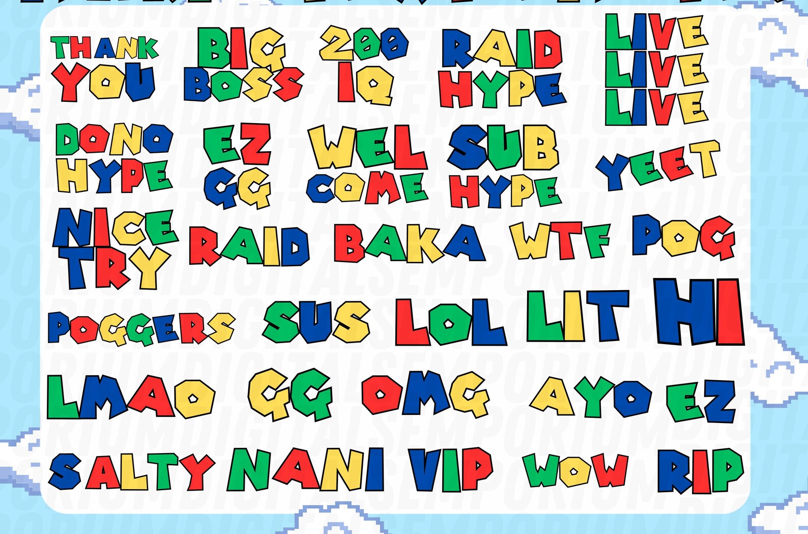 30 Plumber Twitch Text Emote, Super RGYB Font Text Emotes, Twitch Emote ...