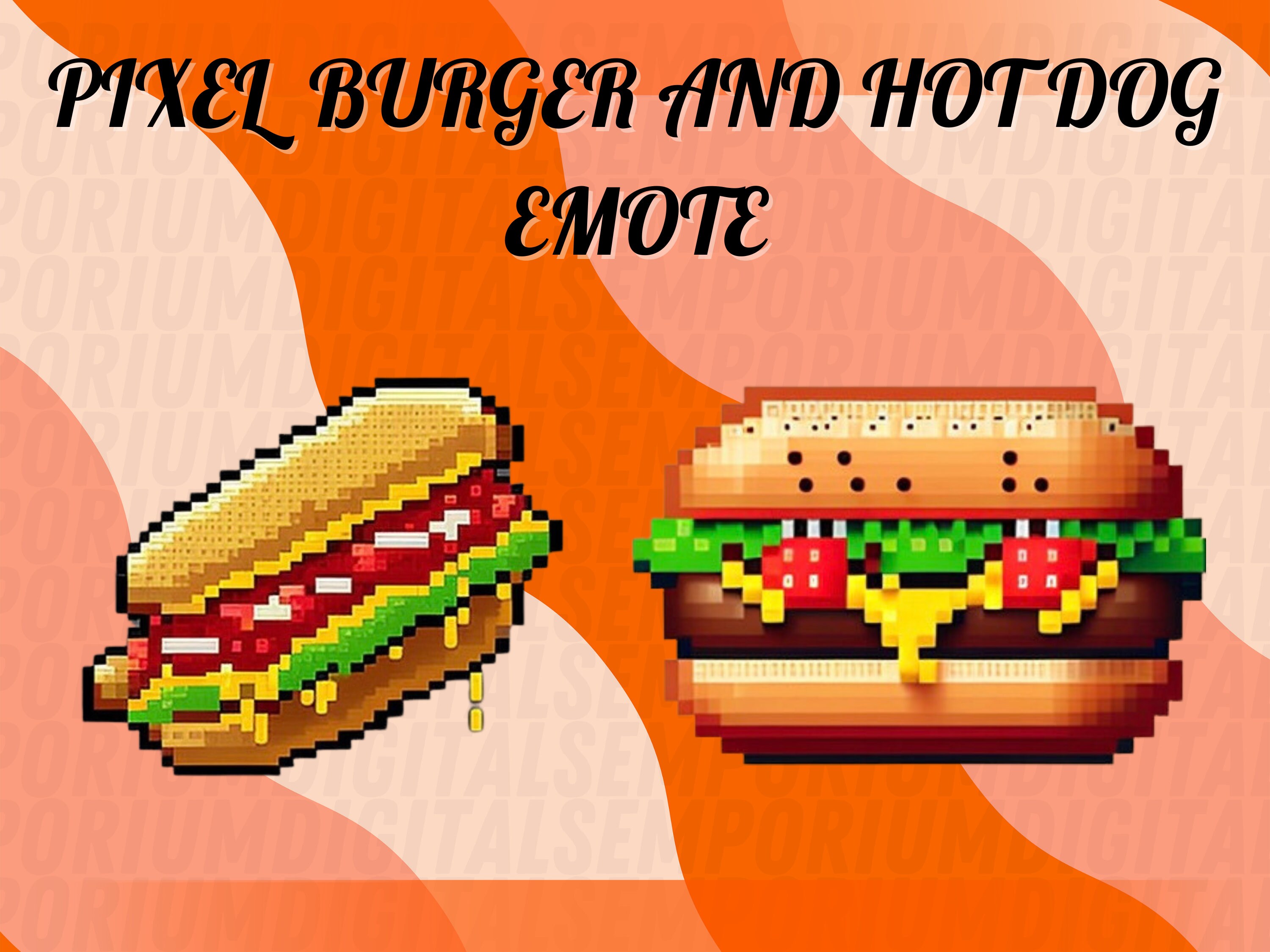 Pixel Hamburger Emote, Pixel Hotdog Emote, Fast Food Emote, Pixel Food ...