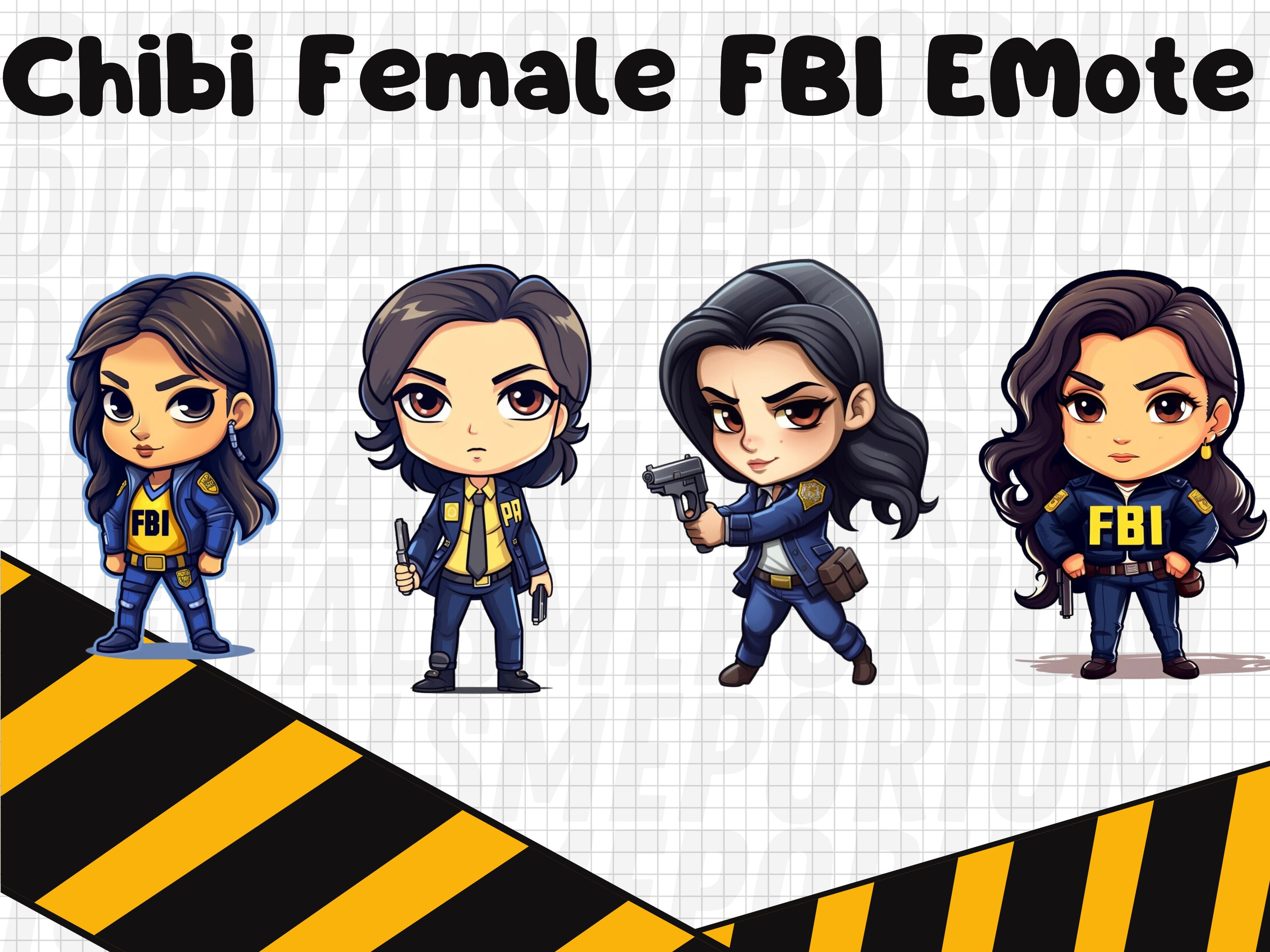 Chibi Female FBI Emote, Chibi Girl Emote, CIA Emote, Police Emote ...