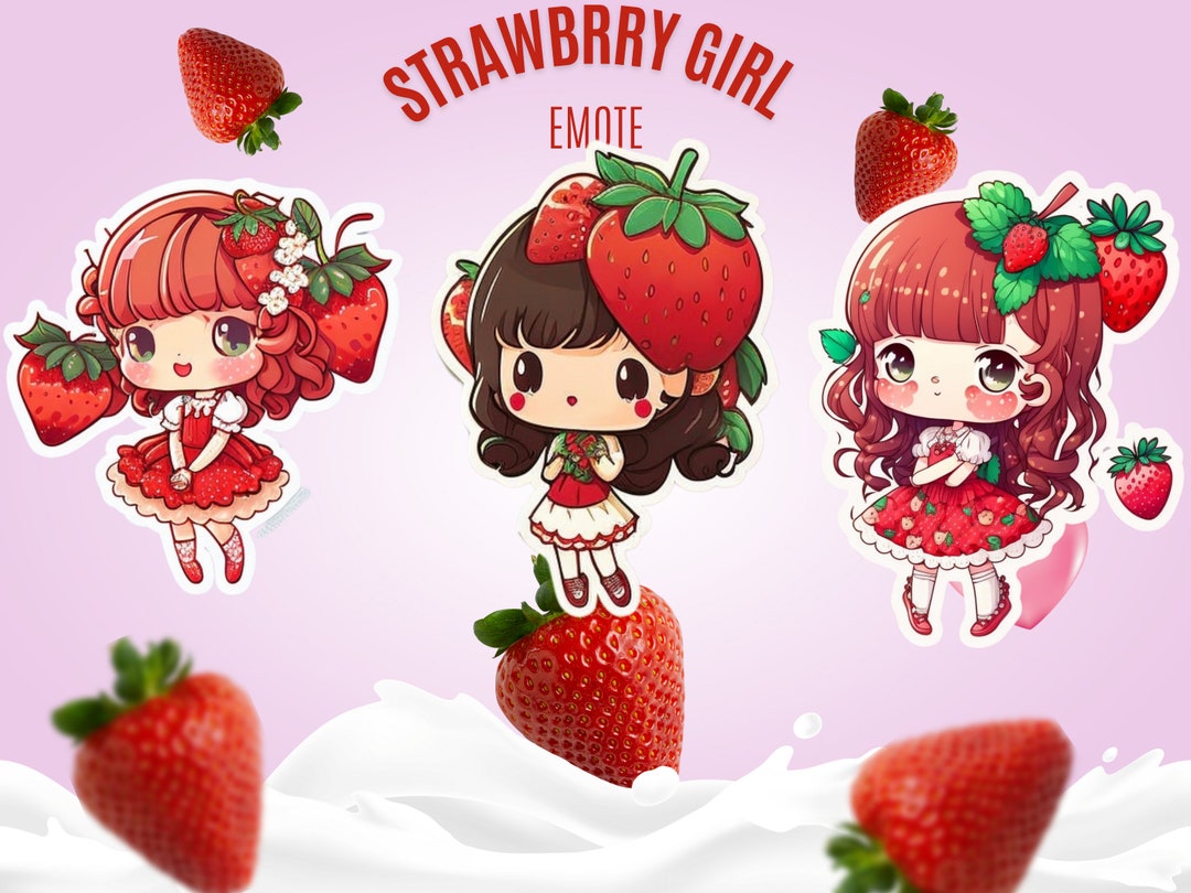 Cute Strawberry Girl Emote Collection Twitch, Discord, Channel Points ...