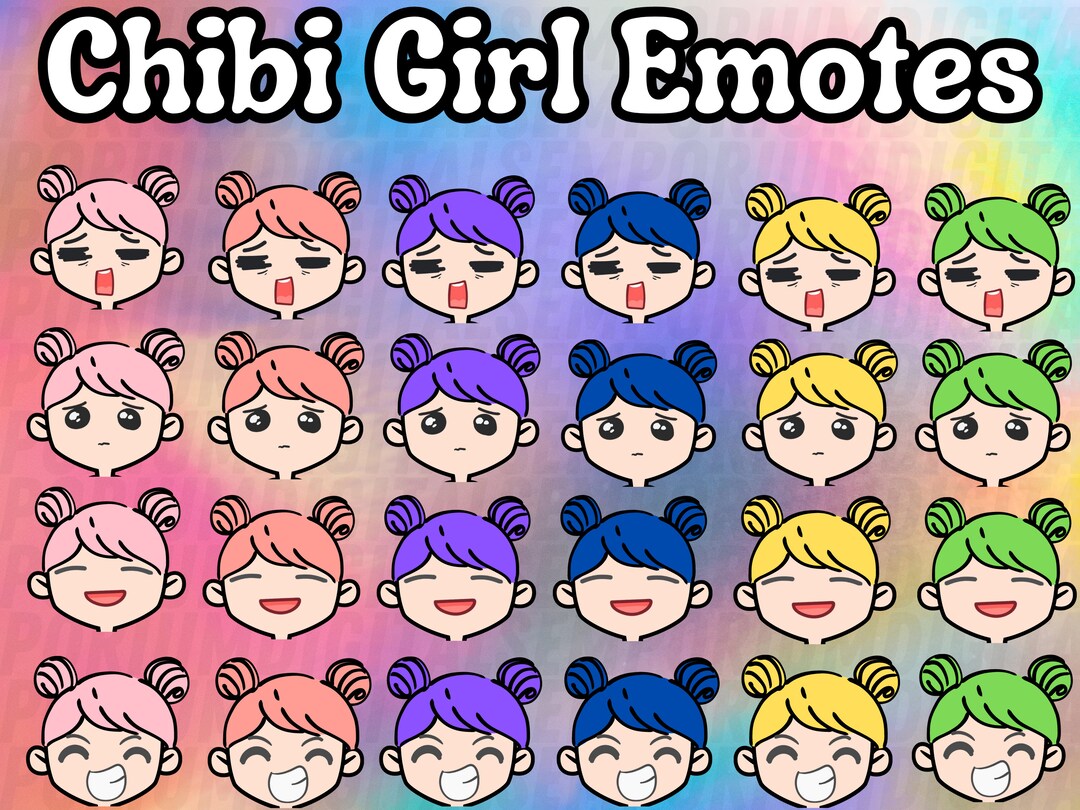 Cute Chibi Space Bun Girl Emote Pack Twitch, Discord, Streamer, Emoji ...