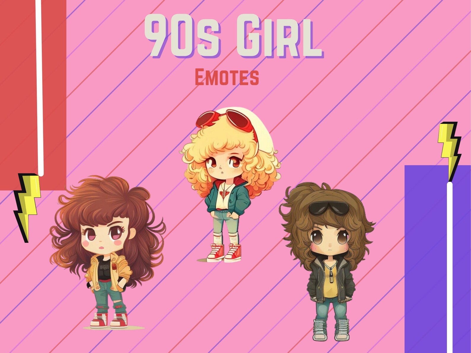 Chibi 90s Girl Emotes Twitch, Discord, Channel Point, Streamer, Emoji ...