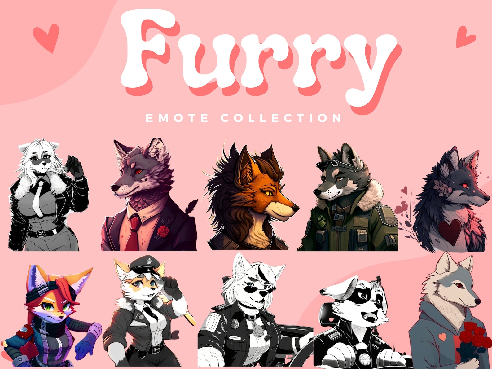 Cute Furry Waifu Emote Collection Twitch & Discord Streamer | Emoji ...