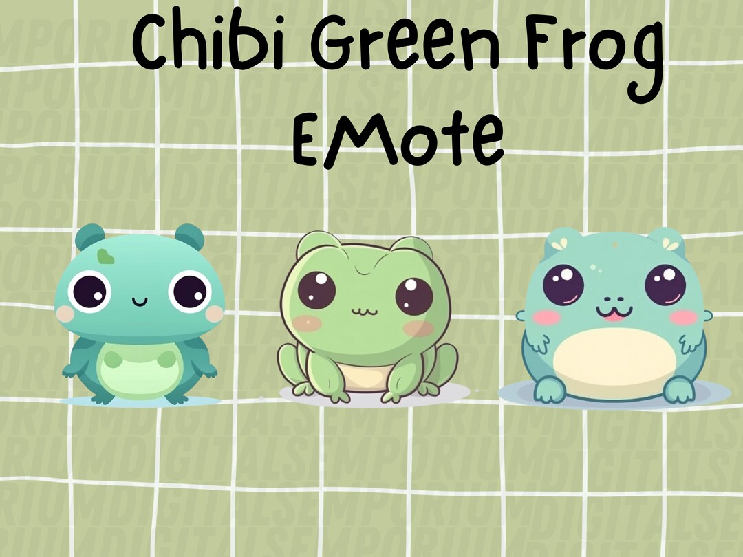 Chibi Green Frog Emote, Amphibian Emote, Cute Frog Emote, Happy Frog ...