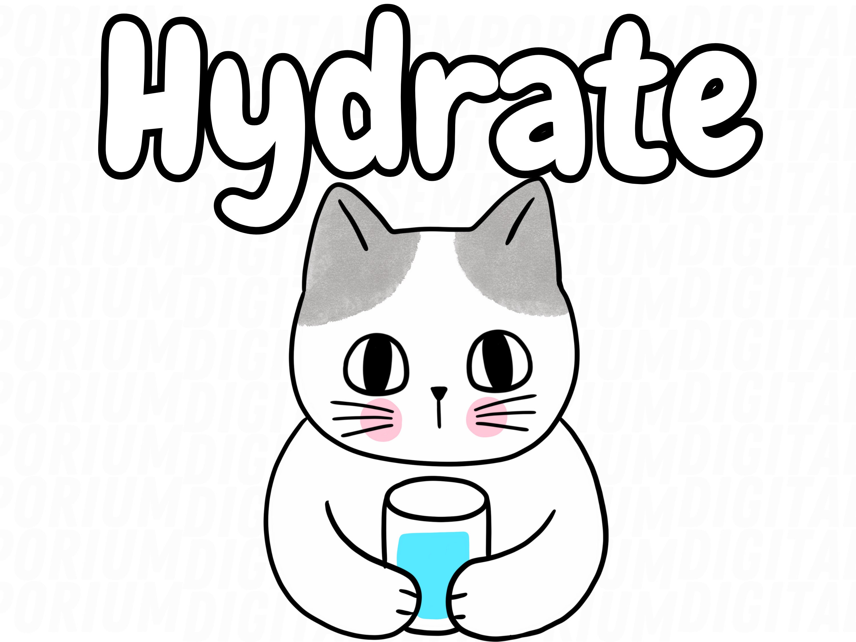 Hydrate Cat Emote, Drink Water Emote, Stay Hydrated Emote, Don't Forget ...