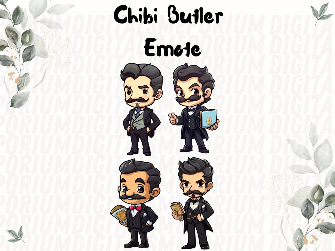 Chibi Butler Emote, Chibi Servant Emote, Black Suit Emote, Mustache ...