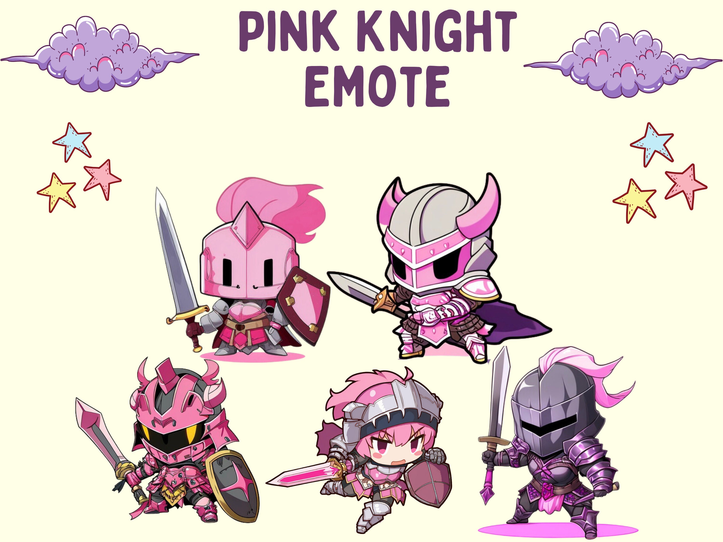 Chibi Pink Knight Emote Collection Twitch & Discord | Channel Points ...