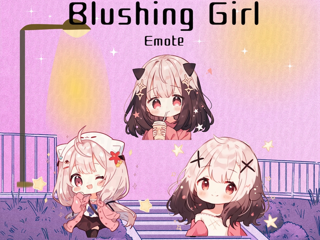 Kawaii Blushing Girl Emote, Shy Girl Emote, Boba Tea Girl Emote, Anime ...