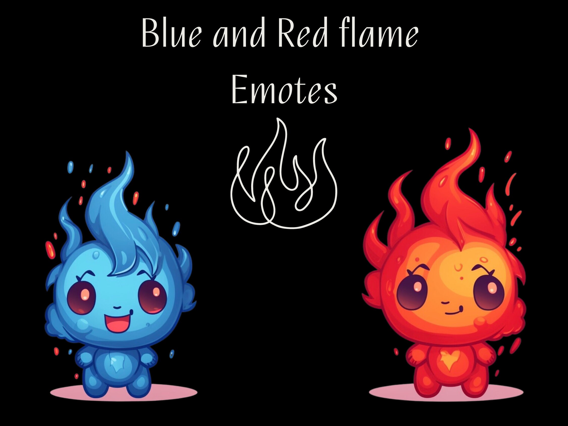 Chibi Red and Blue Flame Emotes Twitch, Discord, Kick, Streamer, Emoji ...