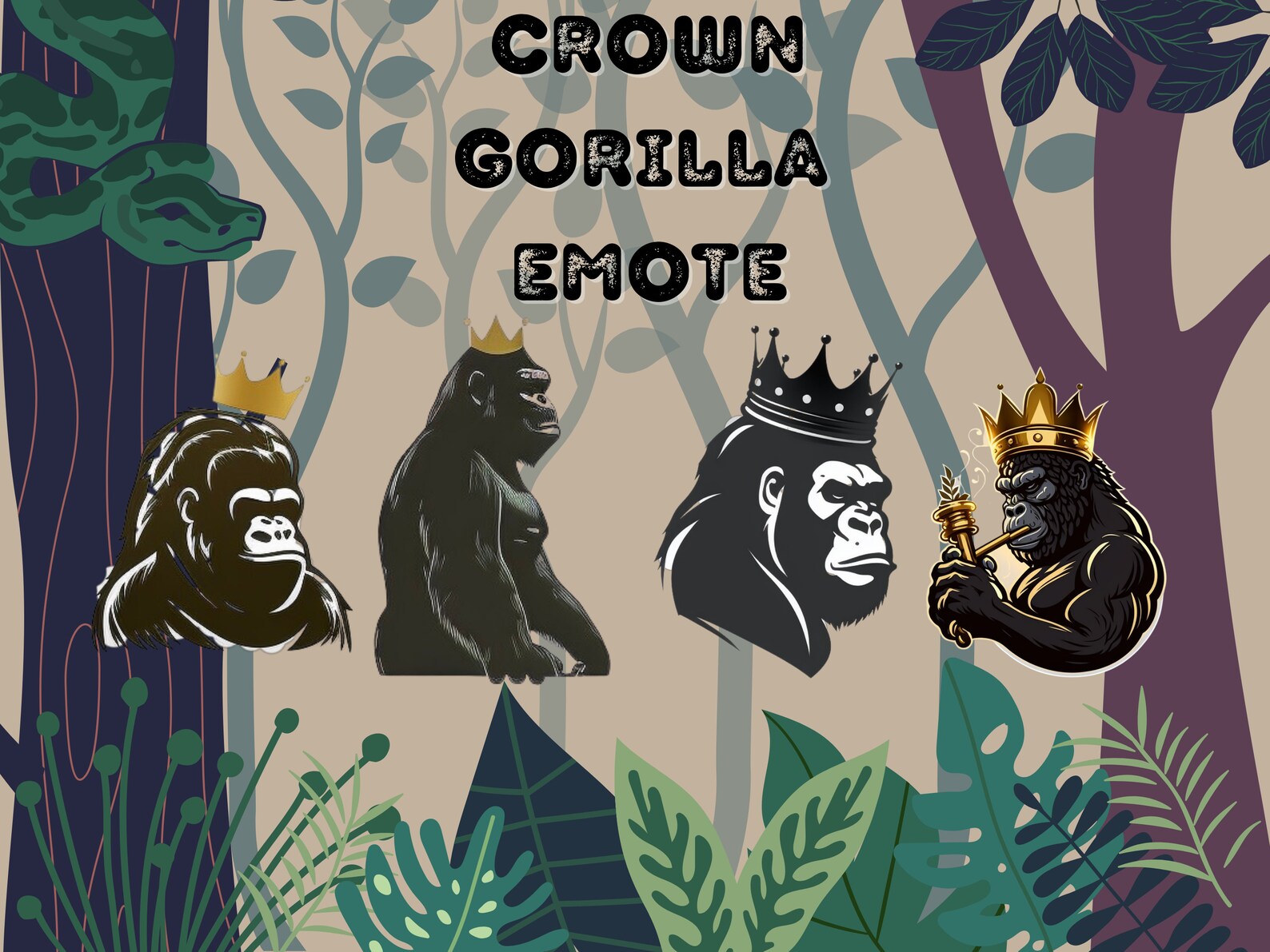 Gorilla With Crown Emote Twitch & Discord | Channel Points | Streamer ...