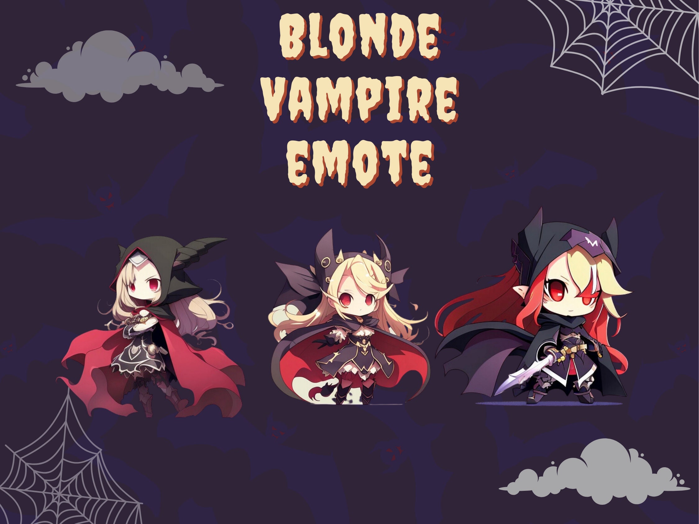 Cute Blonde Vampire Emotes Twitch, Discord, Channel Point, Streamer ...