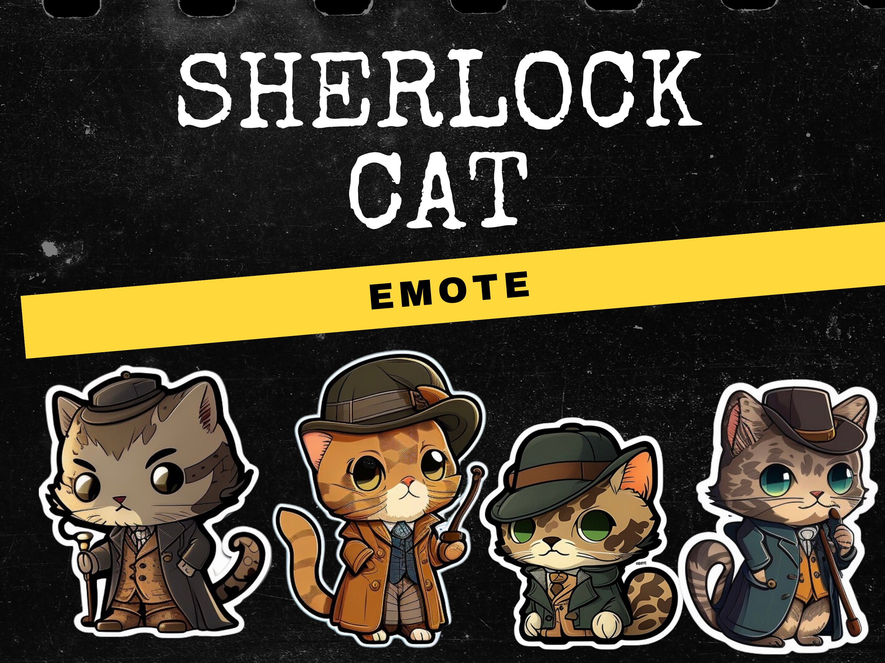 Chibi Sherlock Holmes Cat Emotes Twitch & Discord, Channel Points ...