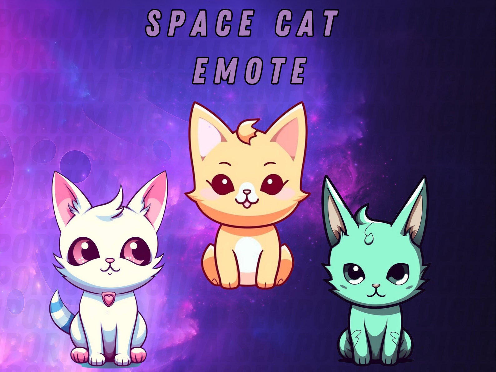 Cute Space Alien Cat Emote Collection Twitch & Discord | Channel Point ...