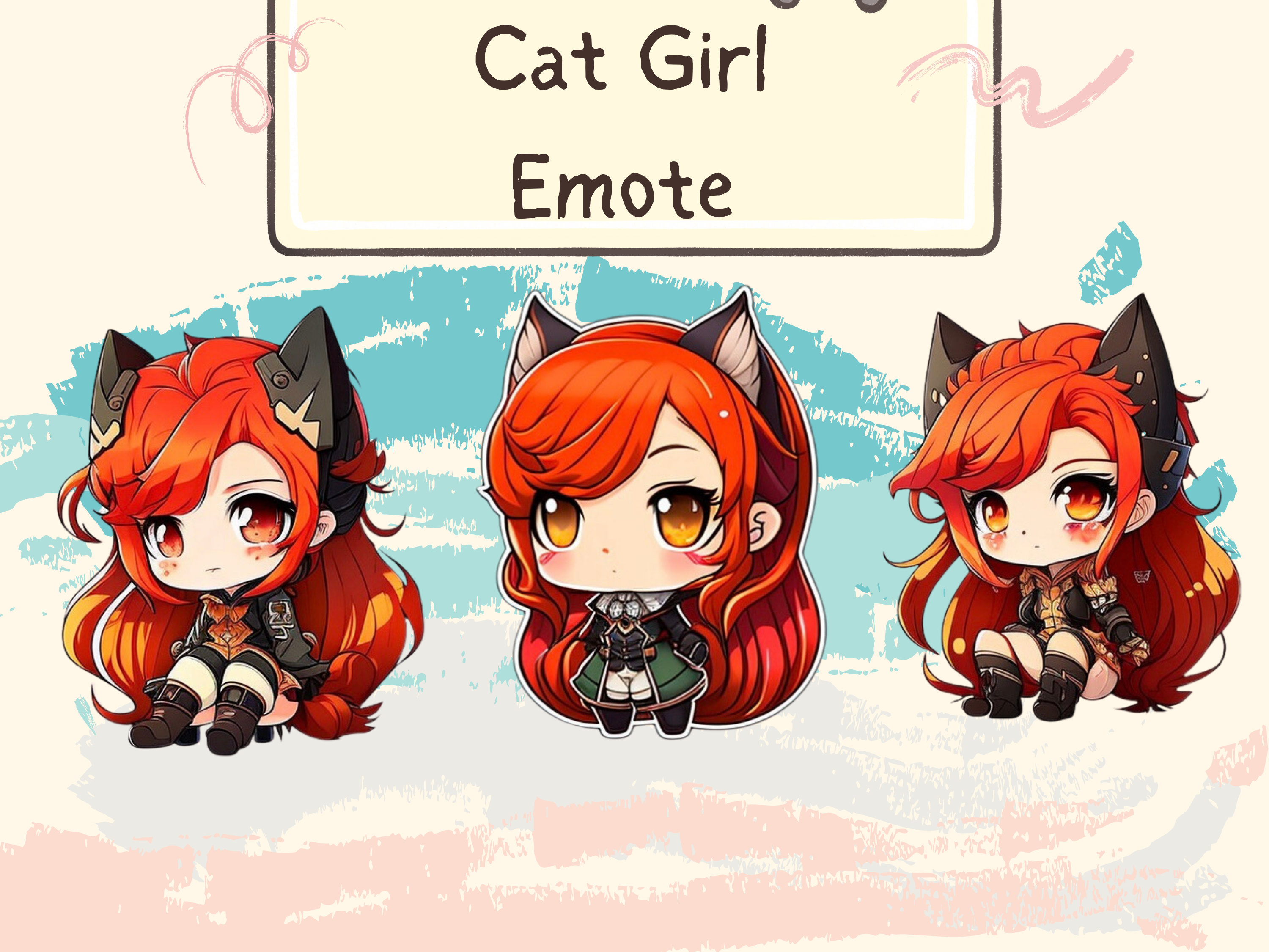 Chibi Cat Girls Emotes Twitch & Discord | Channel Points, Streamer ...