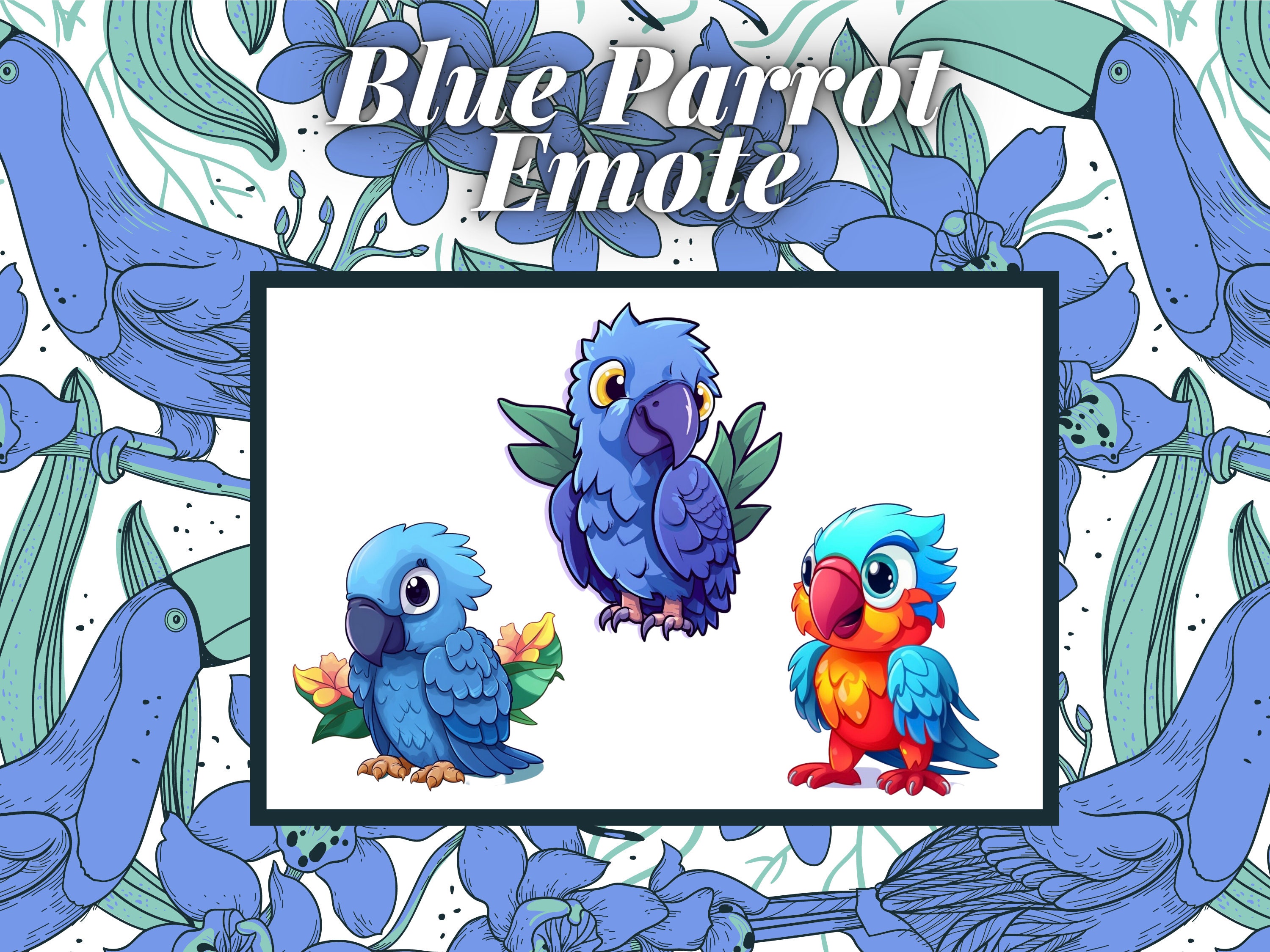 Chibi Blue Parrot Emote Collection Twitch & Discord Channel Points ...