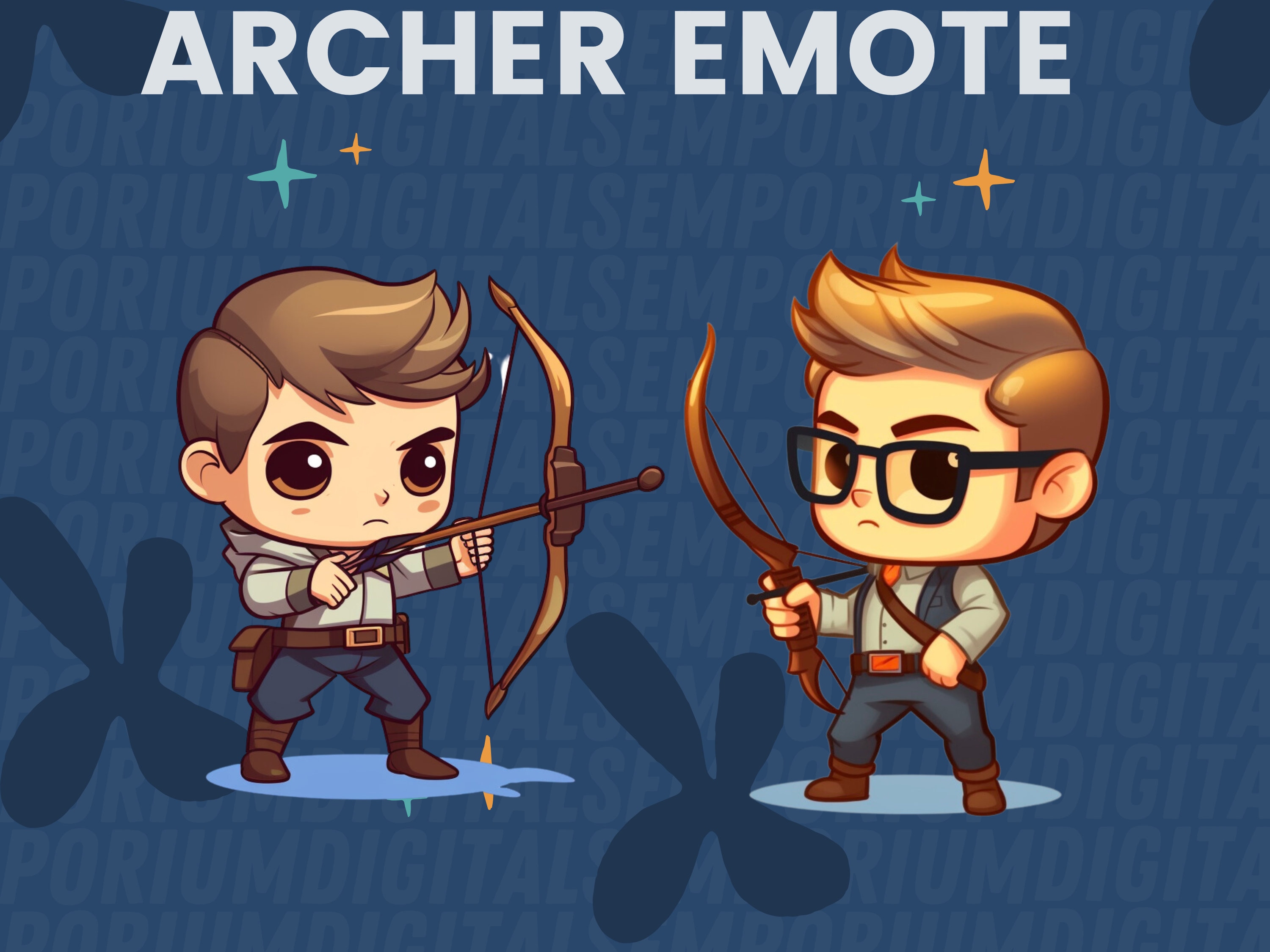 Chibi Bow and Arrow Archer Emotes Twitch & Discord | Channel Points ...