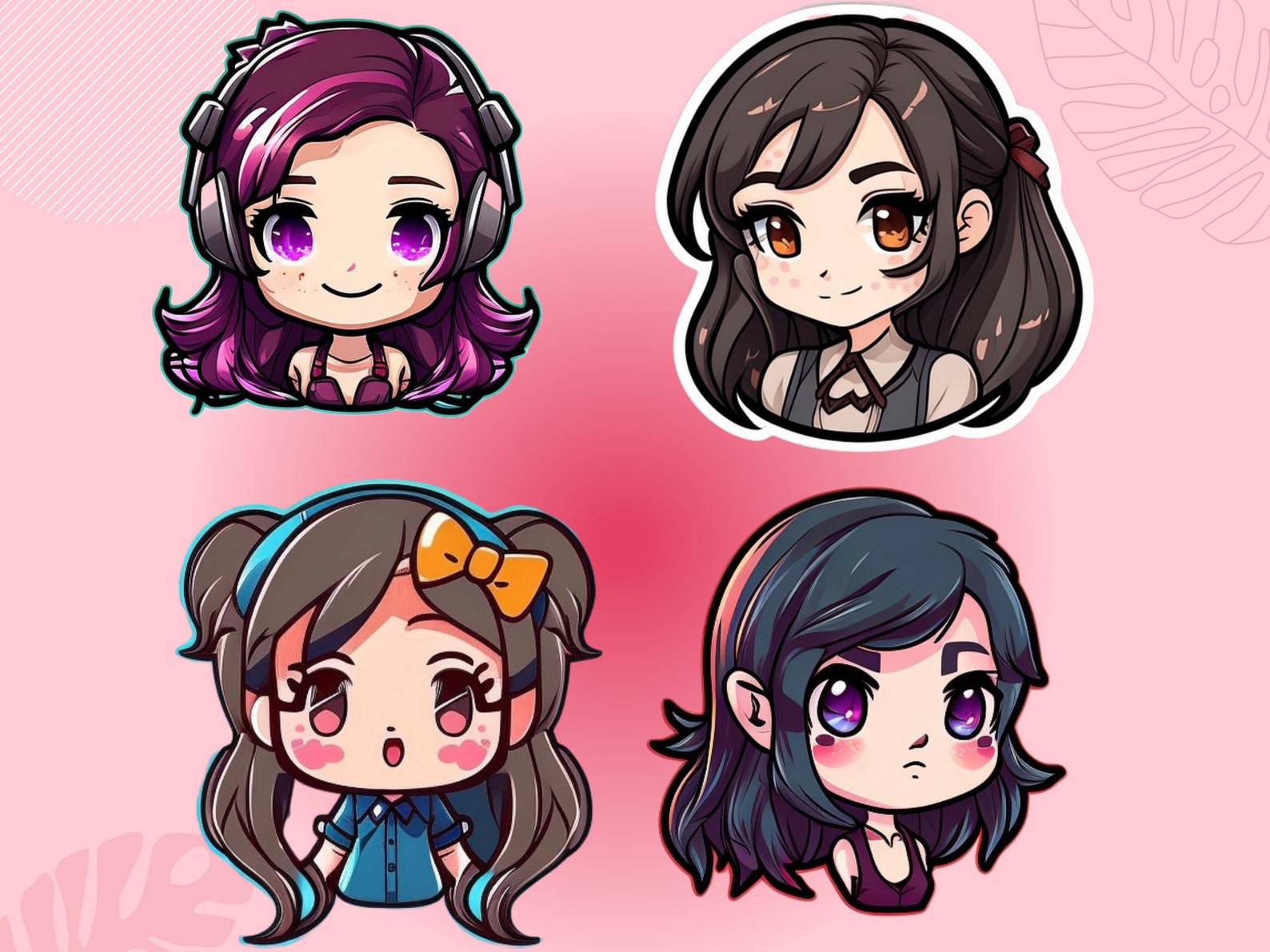 Chibi Kawaii Anime Girl Emote Collection Twitch & Discord | Channel ...