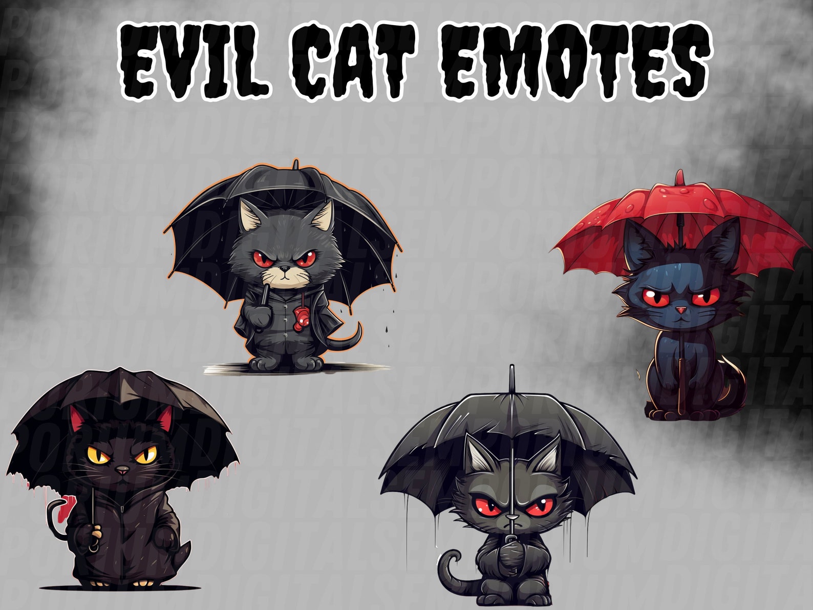 Evil Mischievous Cat Emote Collection Twitch & Discord | Channel Points ...