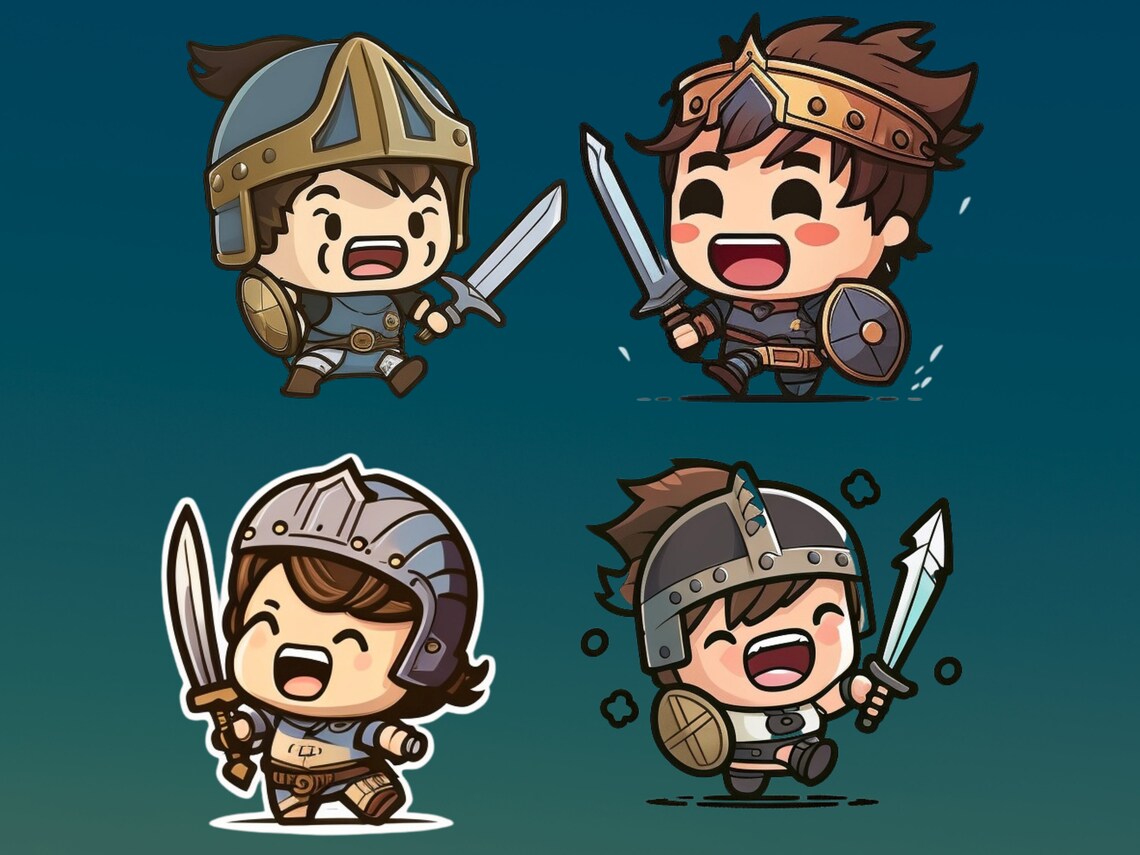 Chibi Cute Knight Emote Collection Twitch & Discord Channel Points ...