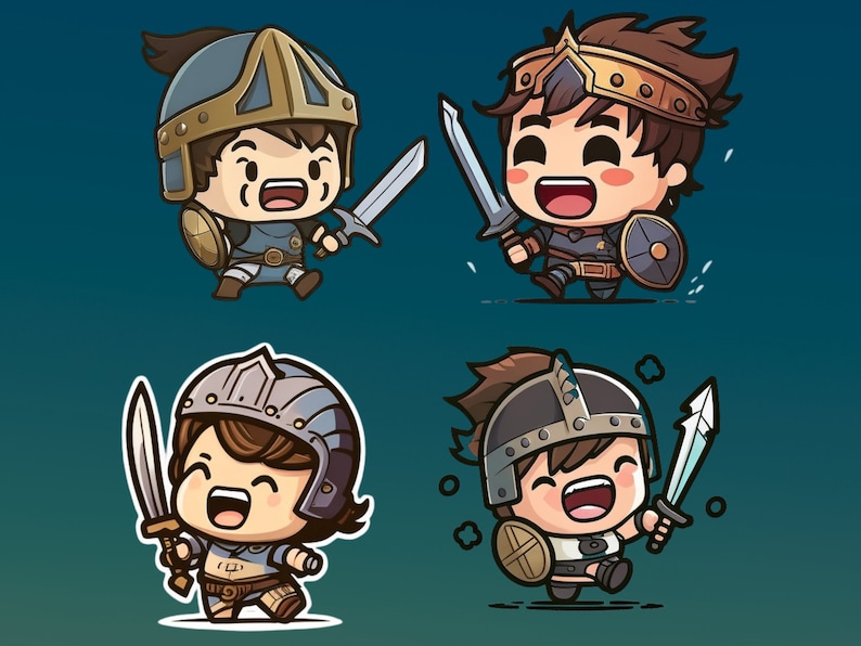 Chibi Cute Knight Emote Collection Twitch & Discord | Channel Points ...