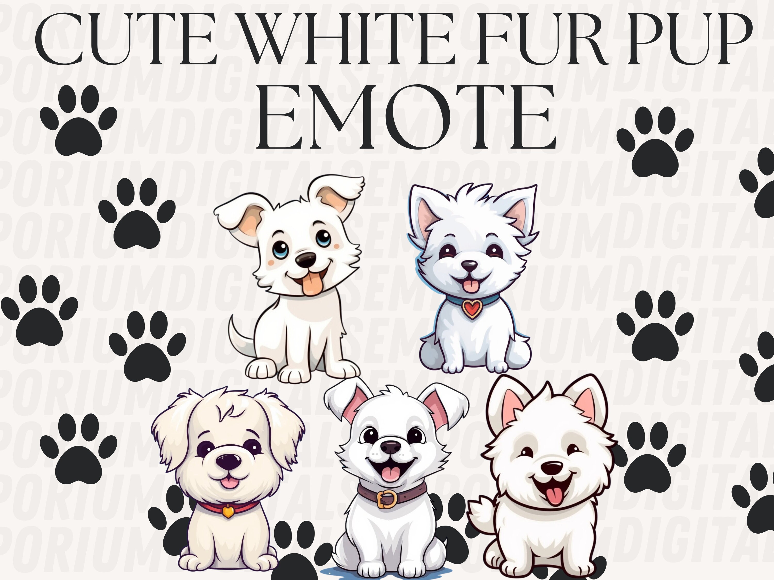 Cute White Pup Emote Collection Twitch & Discord | Channel Points ...