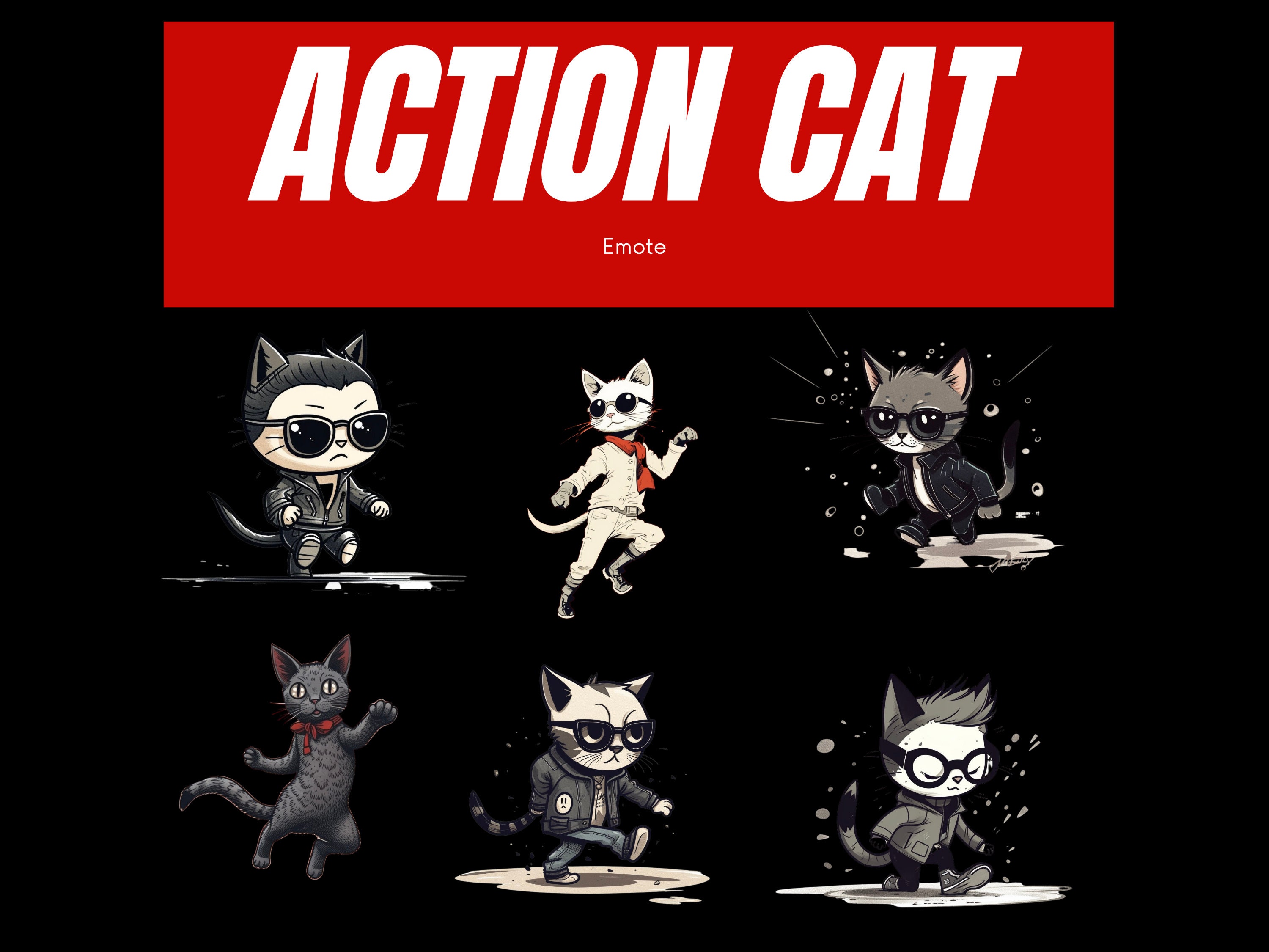 Chibi Cool Cat Emotes Twitch & Discord | Channel Points | Streamer ...