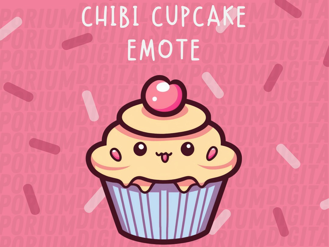 Cute Chibi Cupcake Emote, Sweet Tooth Emote, Bakery Emote, Cake Emote ...