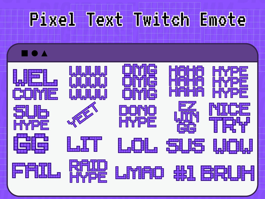 20 Twitch Pixel Text Emote, GG Emote, Sus Emote, Lol Emote, Bruh Emote ...