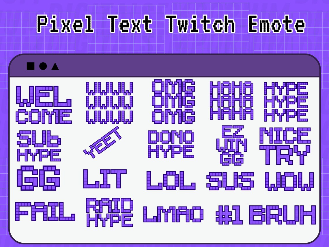 20 Twitch Pixel Text Emote, GG Emote, Sus Emote, Lol Emote, Bruh Emote ...