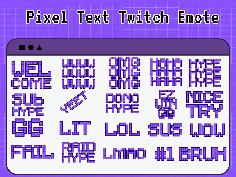 20 Twitch Pixel Text Emote, GG Emote, Sus Emote, Lol Emote, Bruh Emote ...