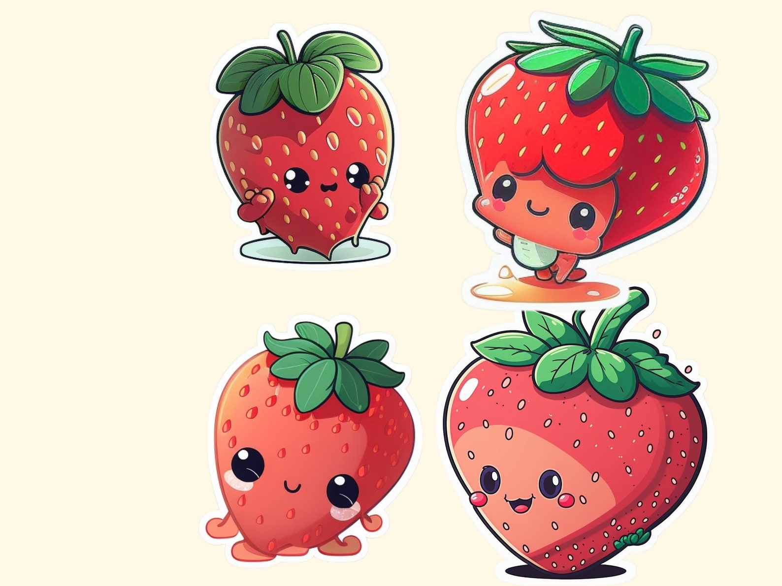 Chibi Cute Strawberry Emote Collection Twitch, Discord, Channel Points ...