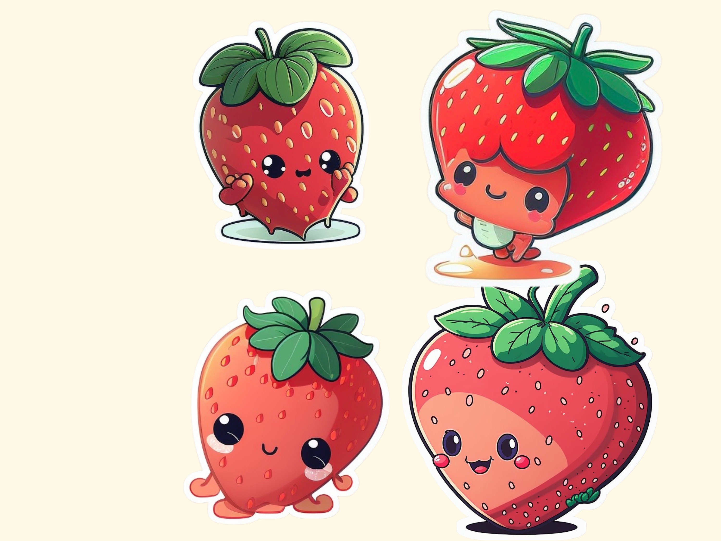 Chibi Cute Strawberry Emote Collection Twitch, Discord, Channel Points ...