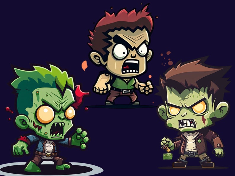 Chibi Zombie Emotes Twitch, Discord, Kick, Streamer, Emoji, Stream ...