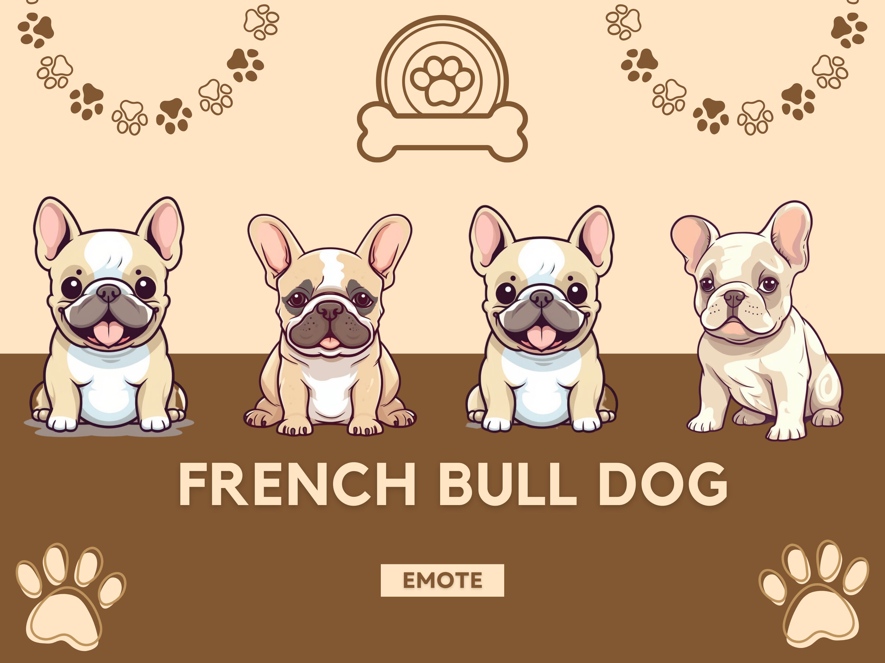 Cute French Bull Dog Emote Collection Twitch & Discord | Channel Points ...