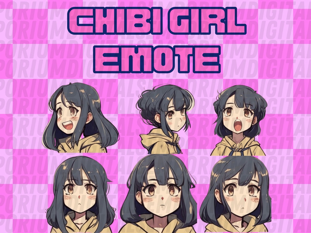 6x Chibi Girl Emotes, Black Hair Emotes, Cute Girl Emotes, Shocked Girl ...