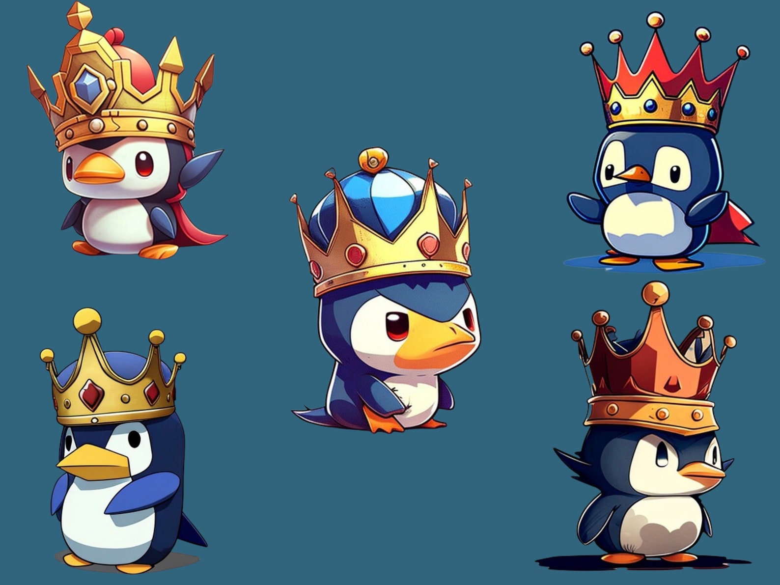 Cute Penguin King Emotes Twitch, Discord, Channel Point, Streamer ...
