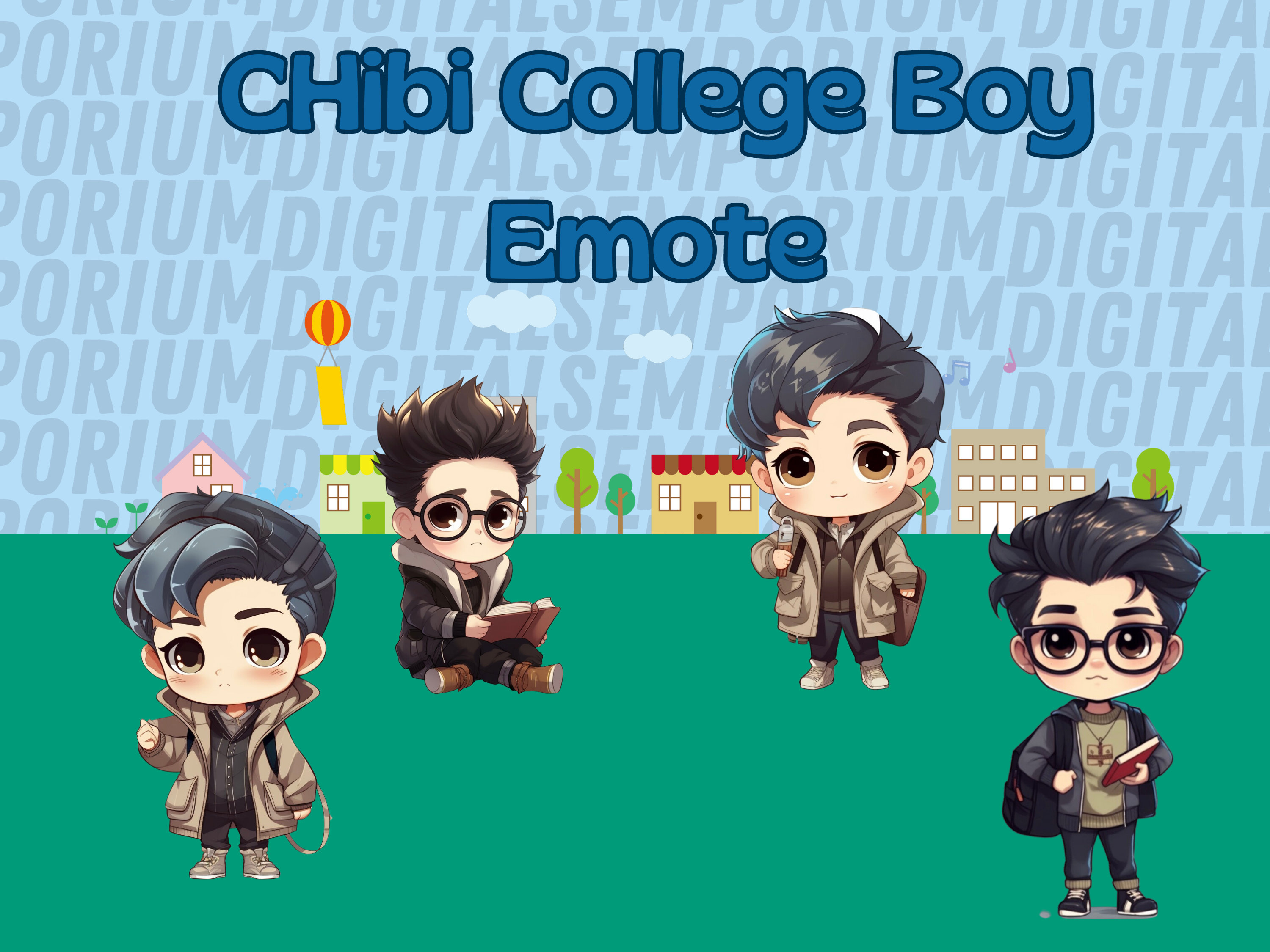 Chibi College Boy Emote, College Life Emote, School Emote, Chibi Boy Emote, Twitch Stream Emote ...