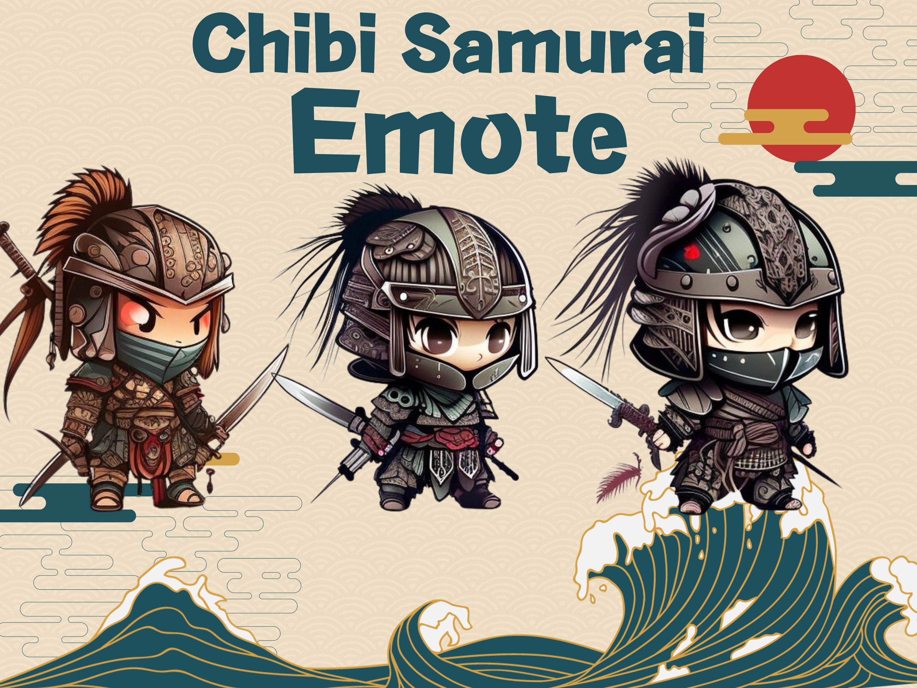 Chibi Samurai Emotes Twitch, Discord, Channel Point, Streamer, Emoji ...