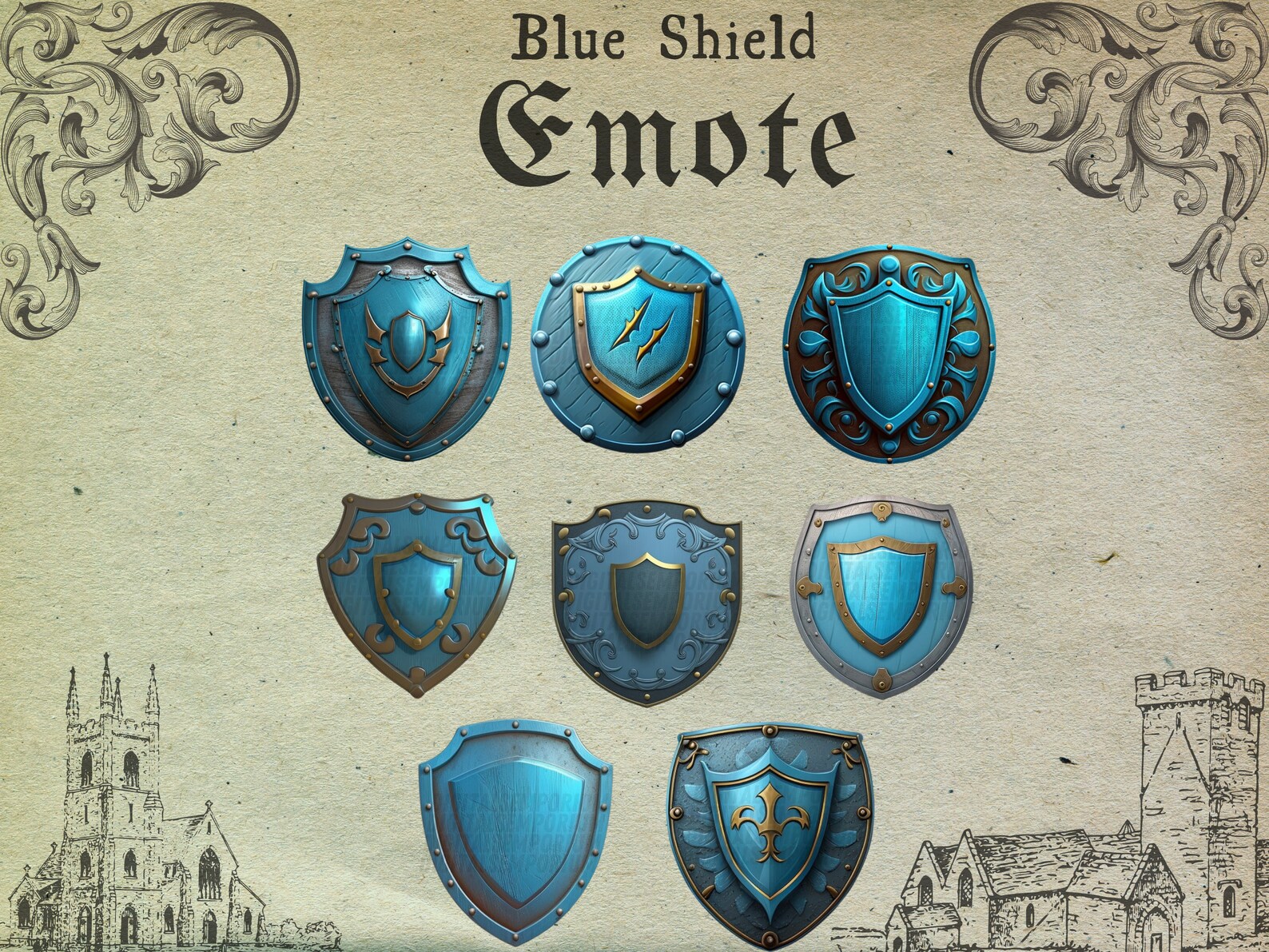 Blue Shield Emote Collection Twitch & Discord | Channel Points ...