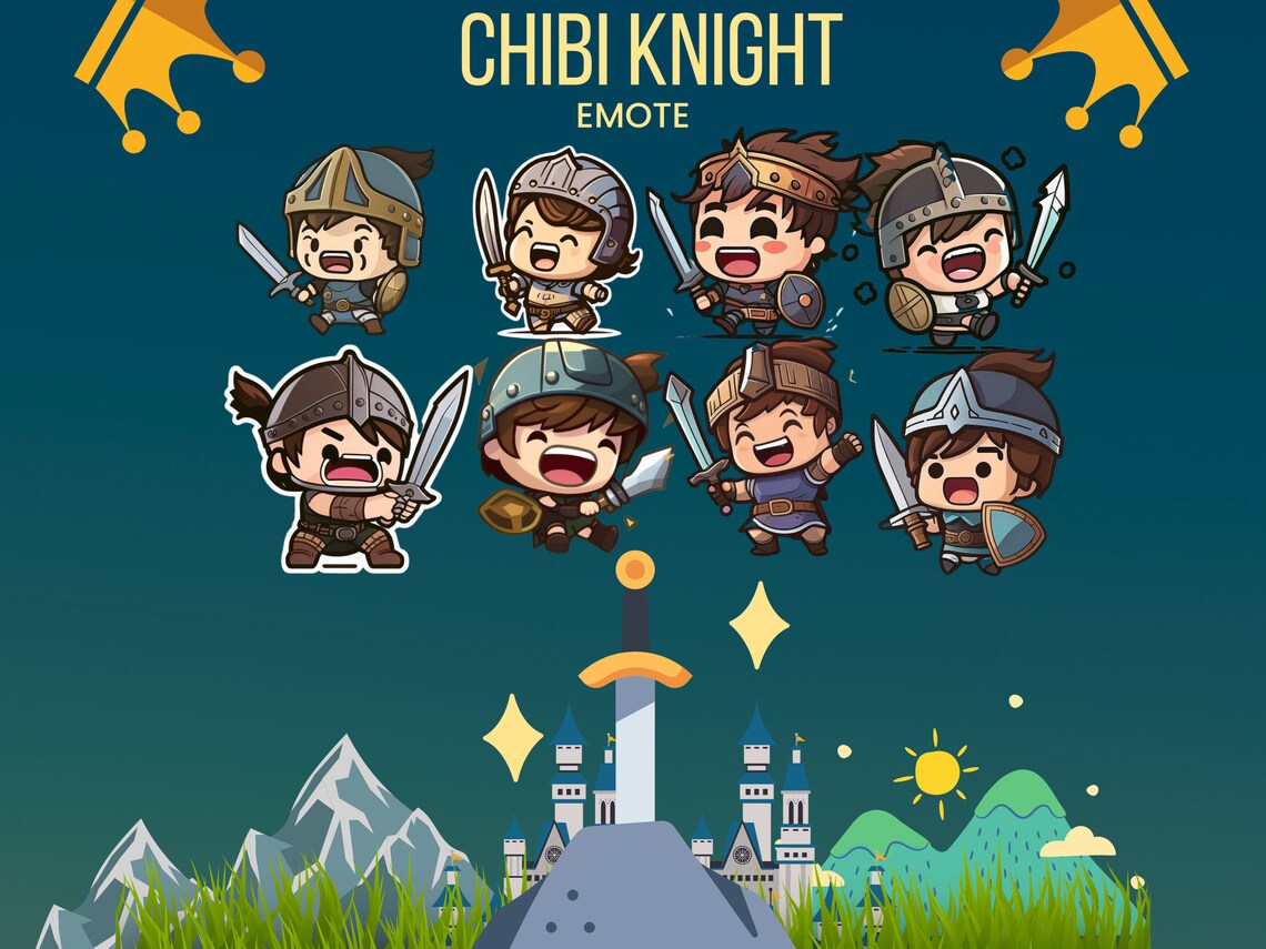 Chibi Cute Knight Emote Collection Twitch & Discord | Channel Points ...