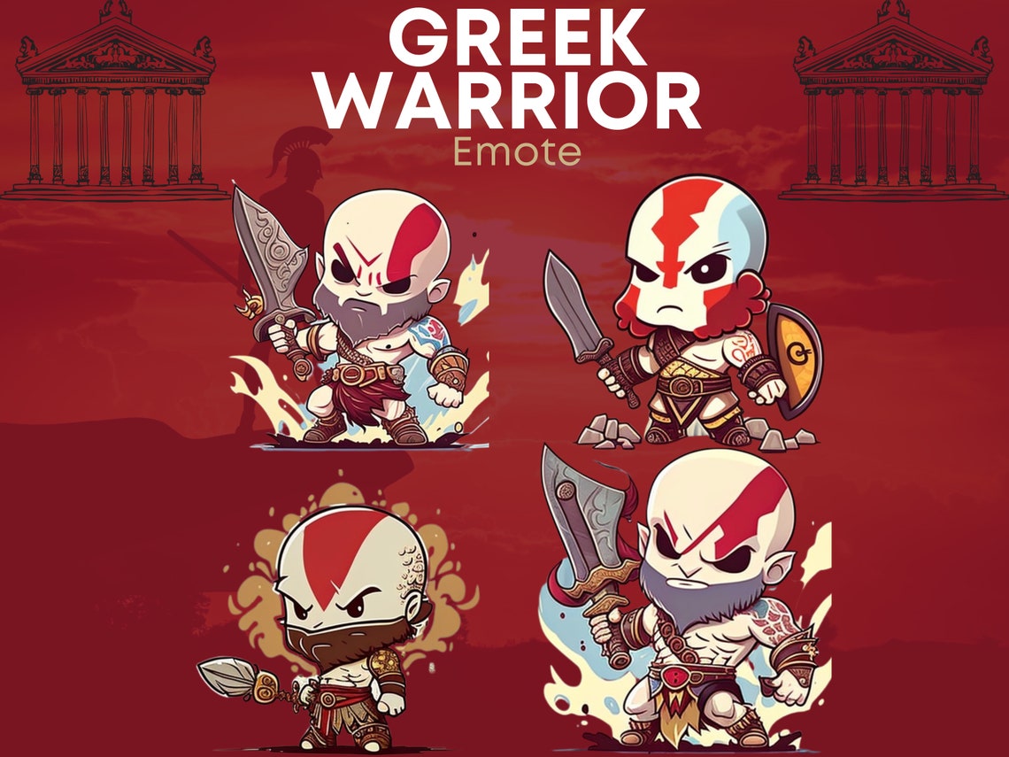 Chibi Greek Warrior Emote Collection Twitch & Discord | Channel Points ...
